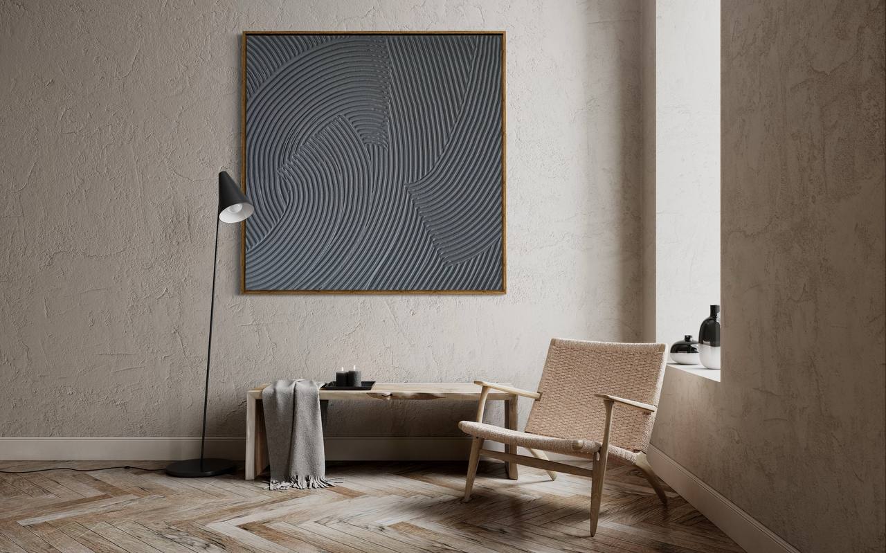 Buy Large Grey 3D Abstract Painting - Authentic Abstract Painting ...